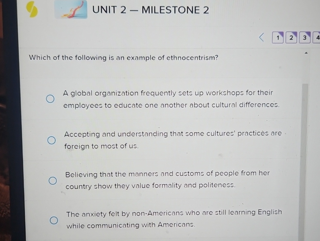 Solved UNIT 2 - ﻿MILESTONE 2Which of the following is an | Chegg.com