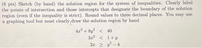 Solved (6 pts) Sketch (by hand) the solution region for the | Chegg.com