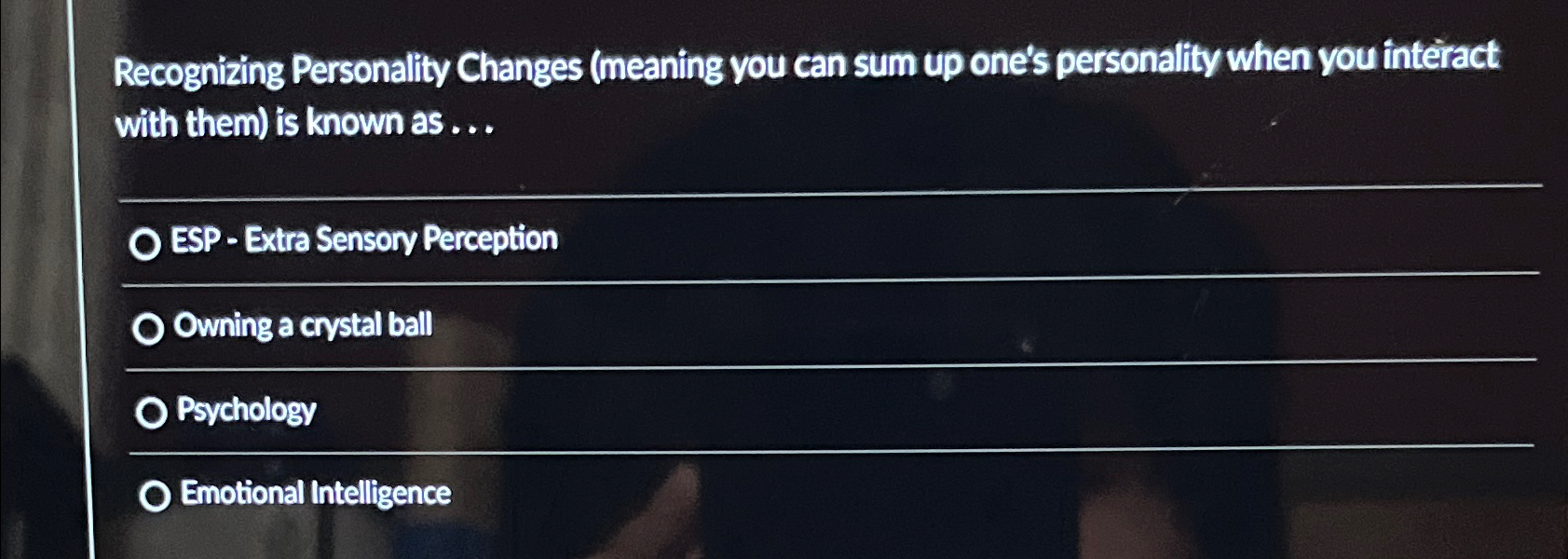 Solved Recognizing Personality Changes (meaning you can sum | Chegg.com