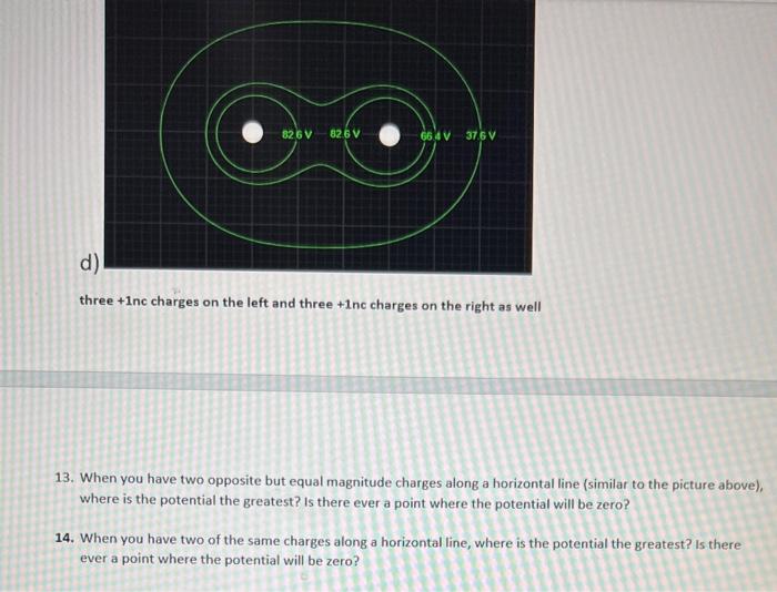 Solved three +1 nc charges on the left and three +1 nc | Chegg.com