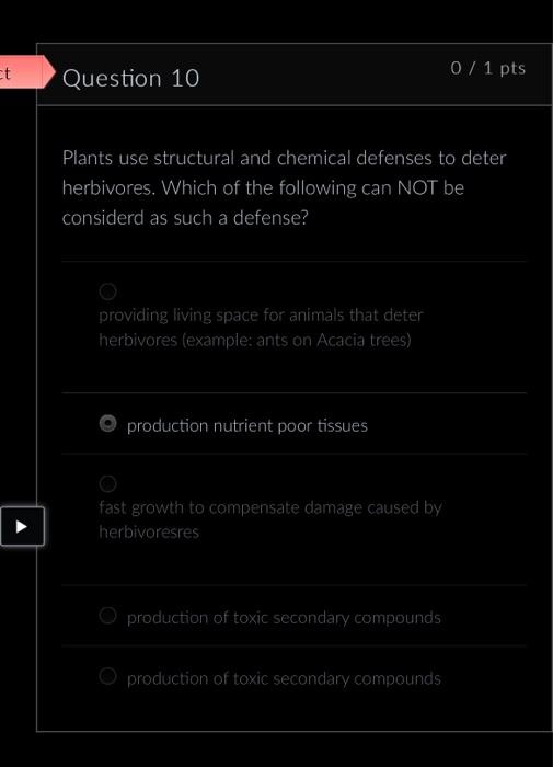 Solved production of toxic secondary compounds production of | Chegg.com