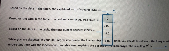 Solved 8. Calculating SSR, SSE, SST, and R-squared Suppose | Chegg.com