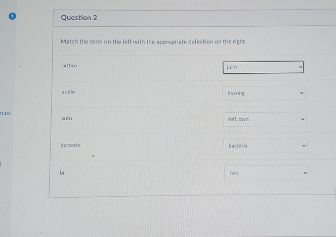 1Question 2Match the term on the left with the | Chegg.com
