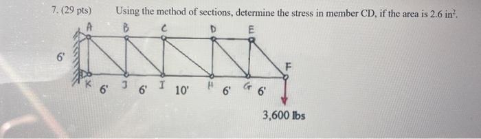 Solved 7.(29 pts) Using the method of sections, determine | Chegg.com