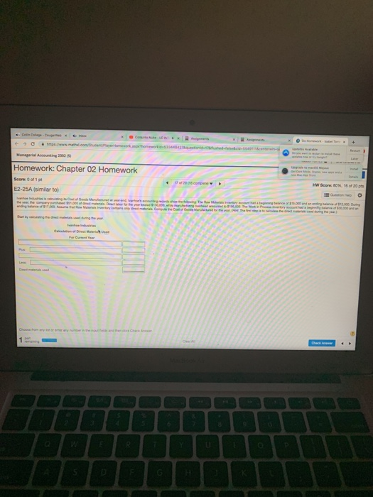 Homework: Chapter 02 Homework E2-25A (similar to | Chegg.com