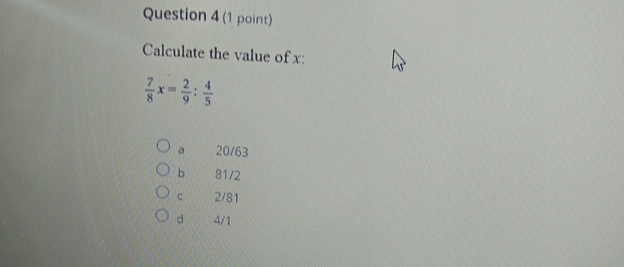 Solved Question 4 (1 ﻿point)Calculate the value of x | Chegg.com