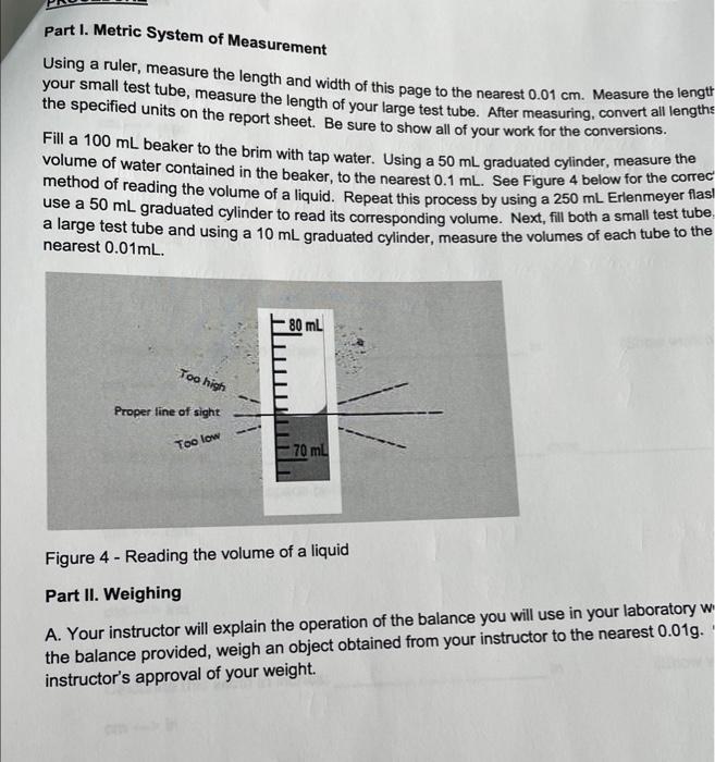 Solved Part I. Metric System of Measurement Using a ruler, | Chegg.com