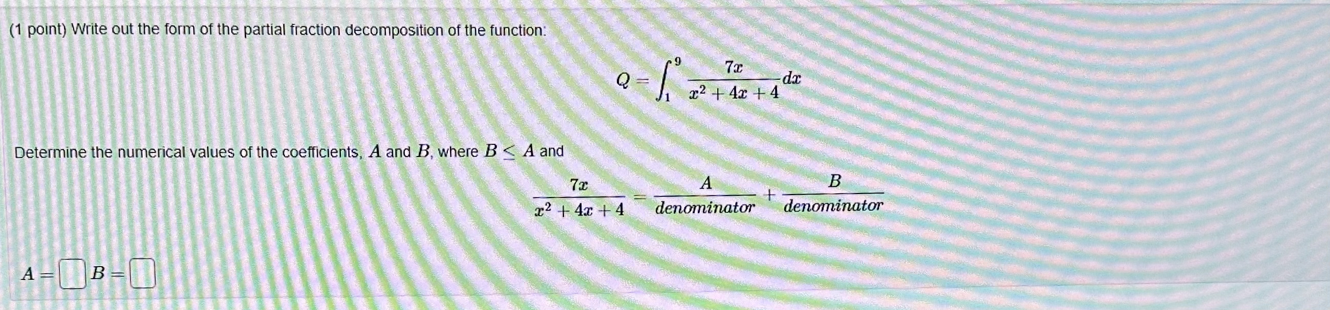 Solved (1 ﻿point) ﻿Write out the form of the partial | Chegg.com