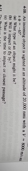 Solved An incoming object is sighted at an altitude of | Chegg.com