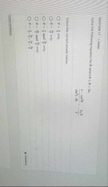Solved QUESTION 17 - 1 ﻿POINTSolve the following equation | Chegg.com