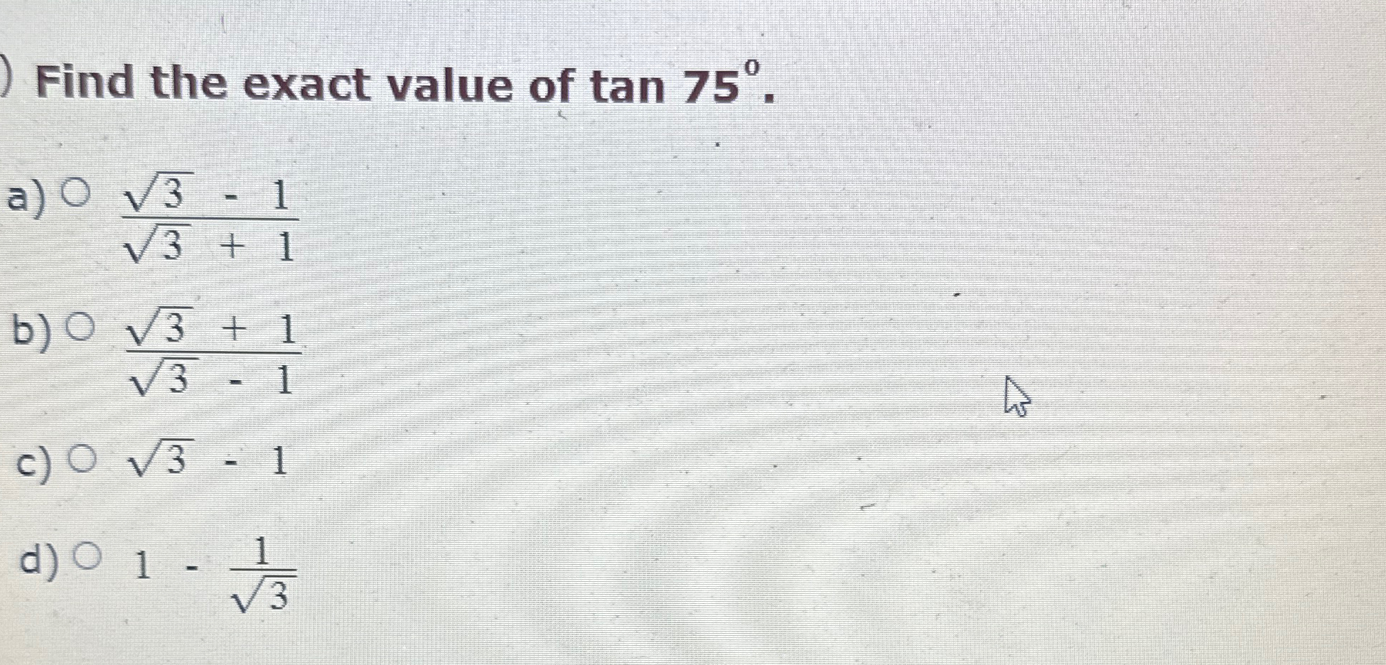 Solved Find the exact value of | Chegg.com