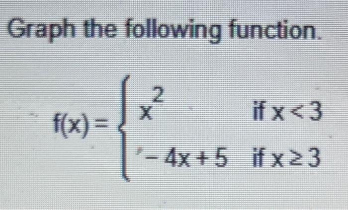 Solved Graph the following function. f(x)={x2−4x+5 if x