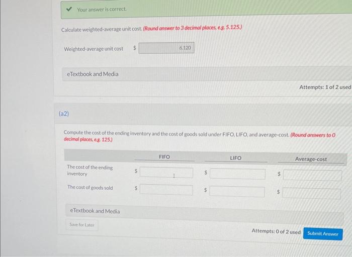 Solved Calculate weighted-average unit cost. (Round answer | Chegg.com