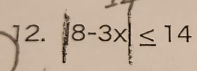 Solved 2. ∣8−3x∣≤14 | Chegg.com
