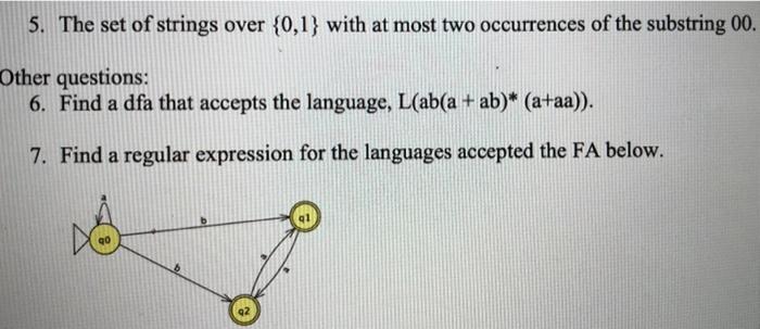 Solved 5. The set of strings over {0,1} with at most two | Chegg.com