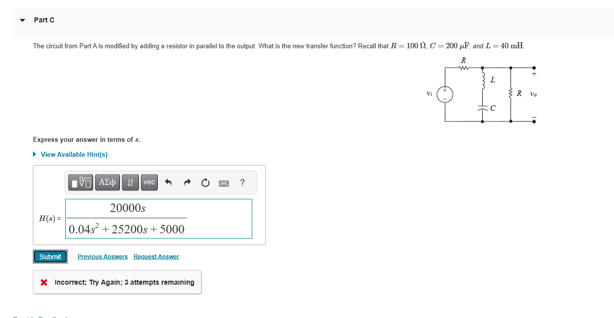Learning Goal: To ﻿calculate the transfer function | Chegg.com