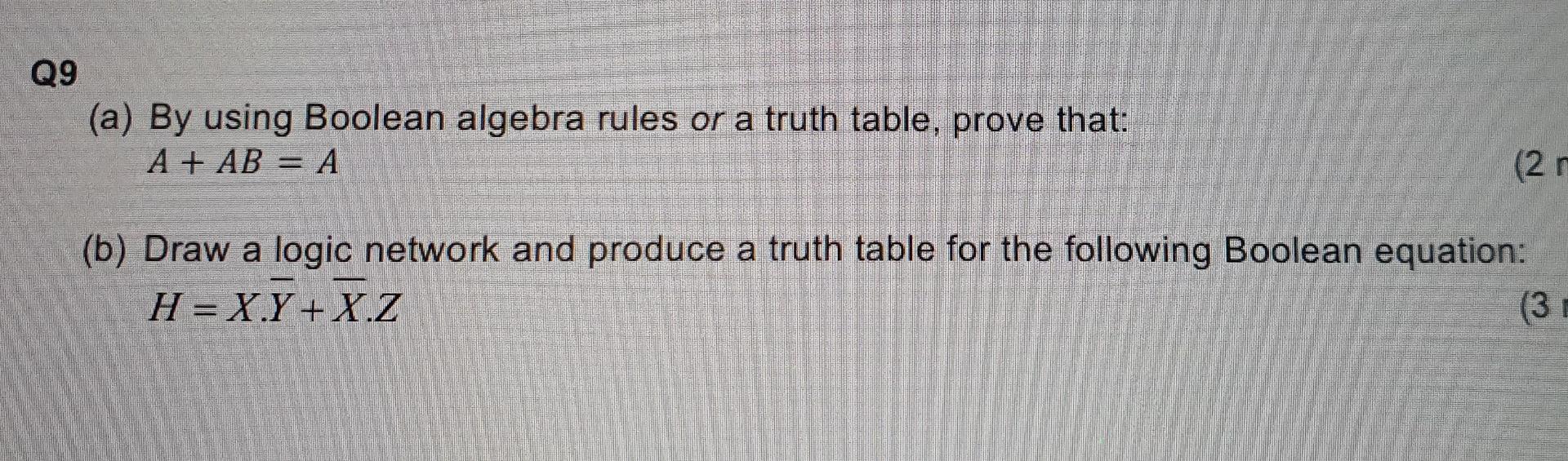 Solved Q9 (a) By using Boolean algebra rules or a truth | Chegg.com