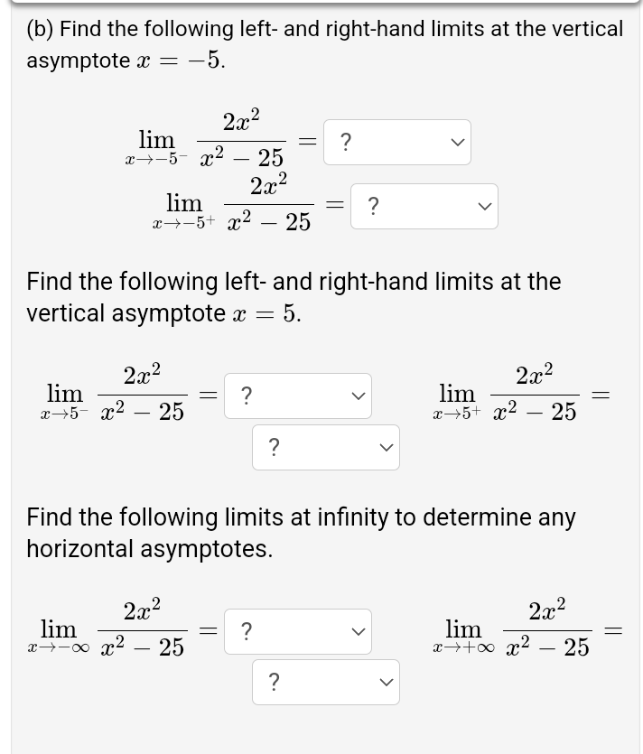 Solved (b) Find the following left- and right-hand limits at | Chegg.com