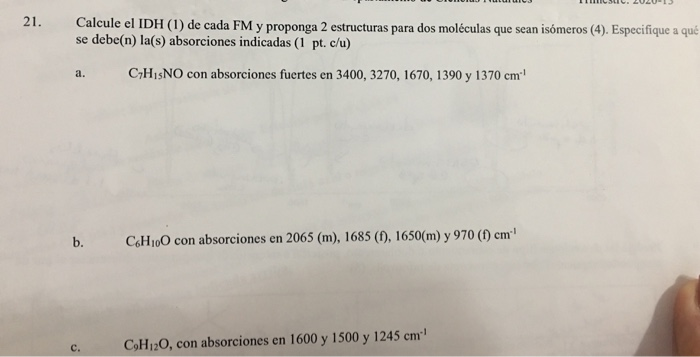 21. Calcule el IDH (1) de cada FM y proponga 2 | Chegg.com