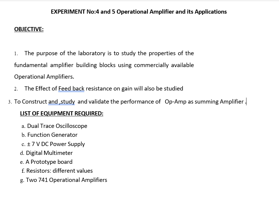 Solved CIRCUIT DIAGRAM:IntroductionOperational Amplifiers, | Chegg.com