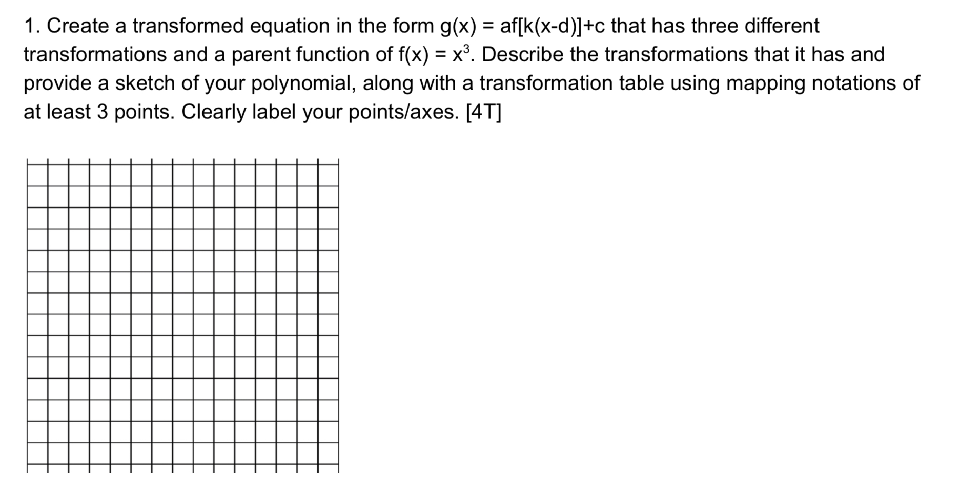 Solved Create a transformed equation in the form | Chegg.com
