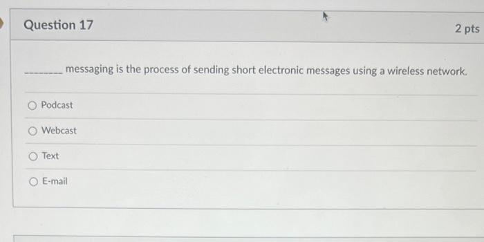 Solved messaging is the process of sending short electronic | Chegg.com