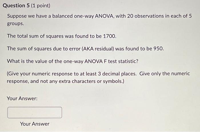 Solved Suppose we have a balanced one-way ANOVA, with 20 | Chegg.com