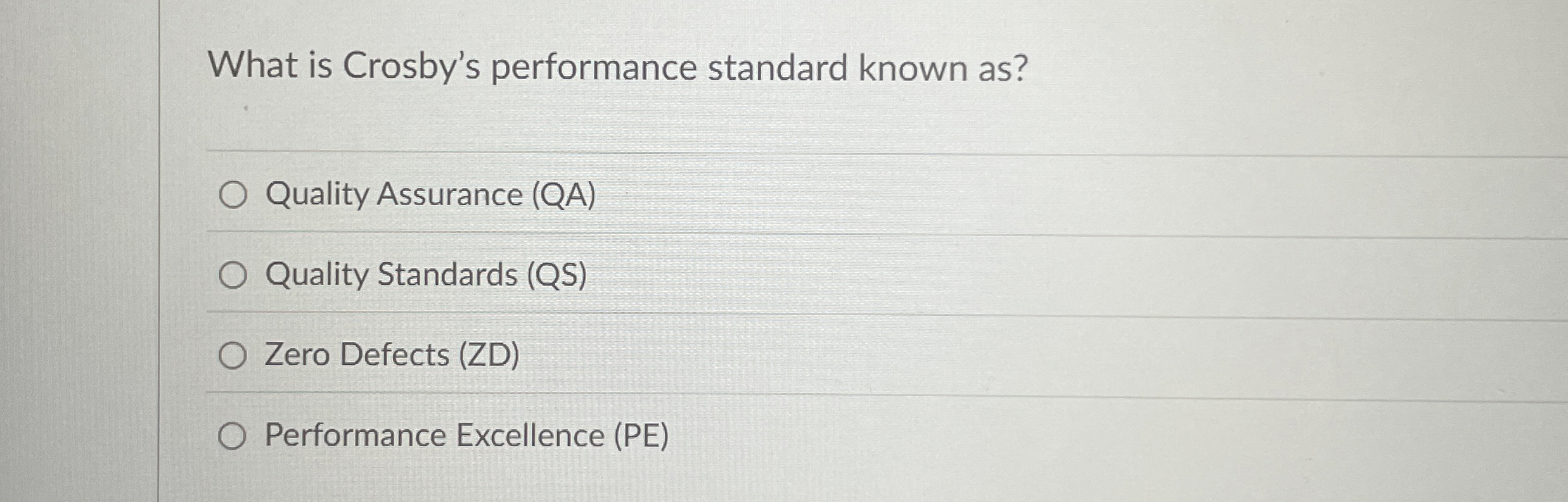 Solved What is Crosby's performance standard known | Chegg.com
