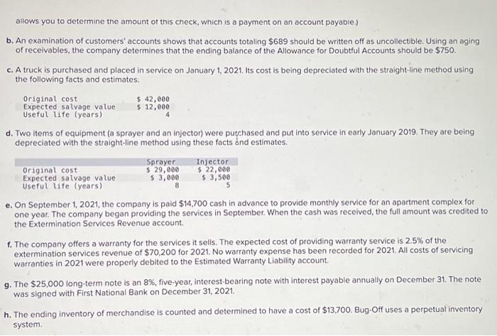 Solved Bug-Off Exterminators provides pest control services | Chegg.com