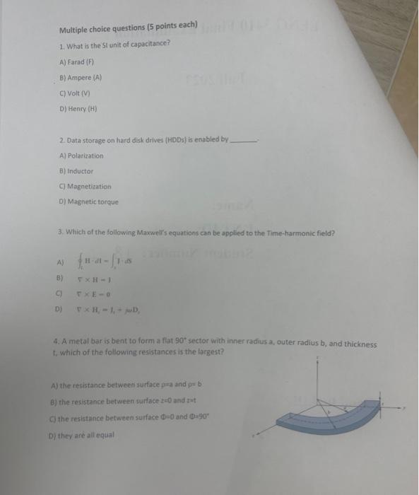 Solved Multiple choice questions (5 points each) 1. What is | Chegg.com