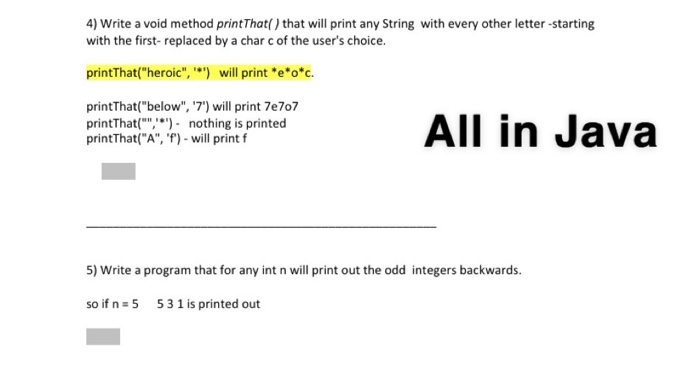 Solved 4) Write a void method printThat() that will print | Chegg.com
