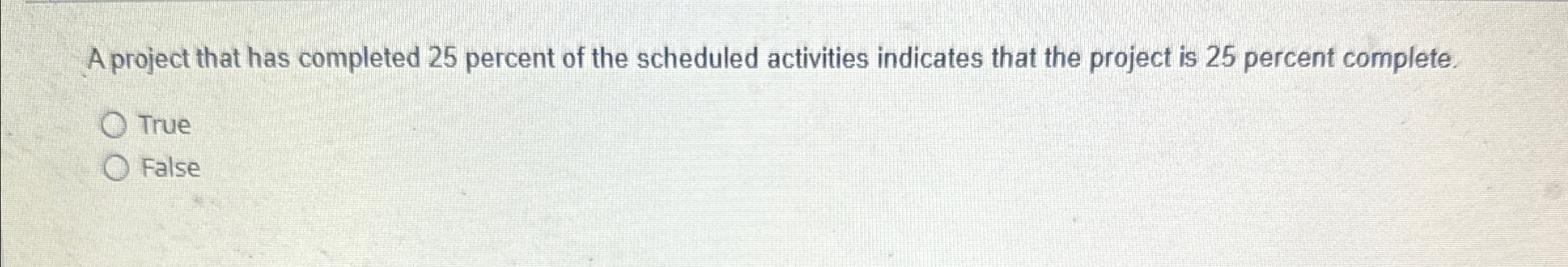 Solved A project that has completed 25 ﻿percent of the | Chegg.com