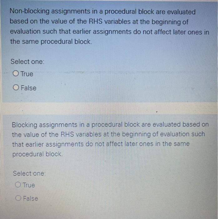 Non-blocking assignments in a procedural block are | Chegg.com