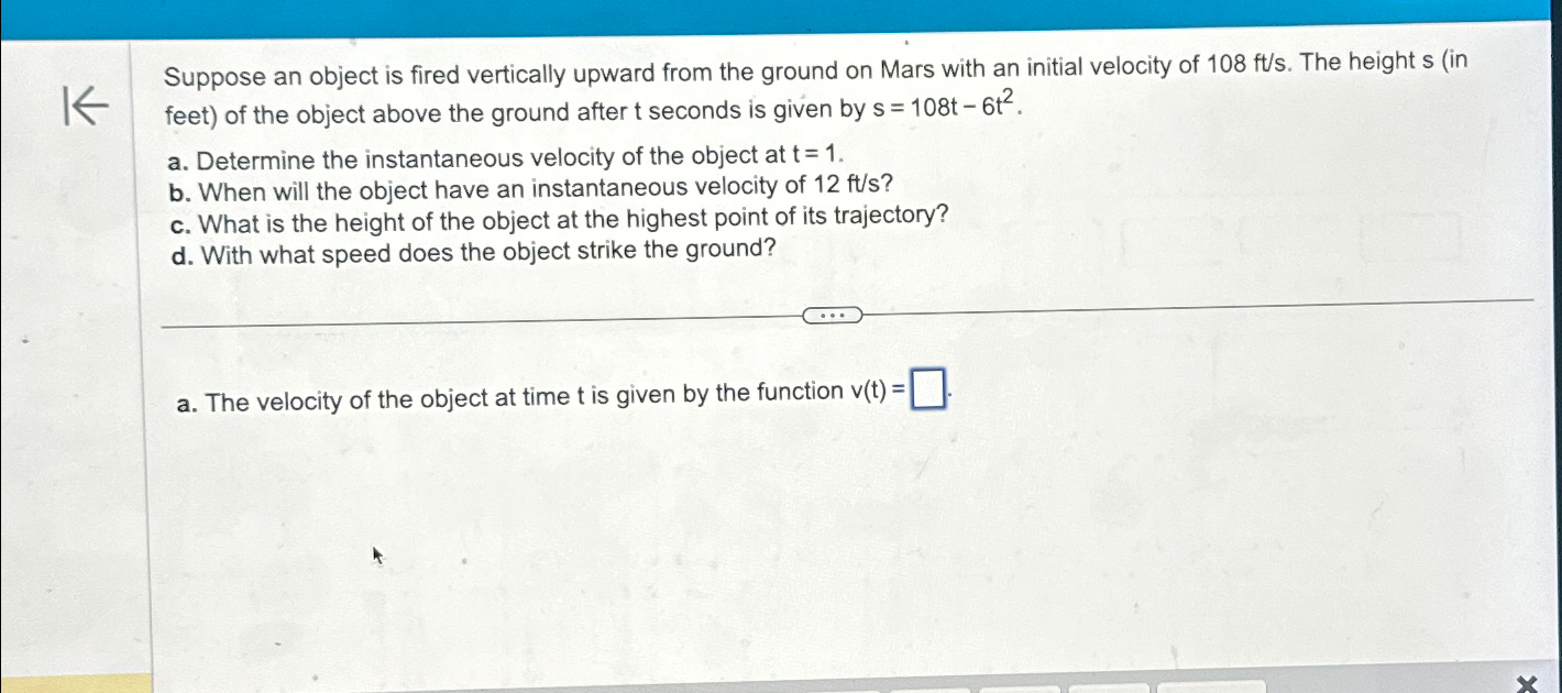 Solved Suppose an object is fired vertically upward from the | Chegg.com