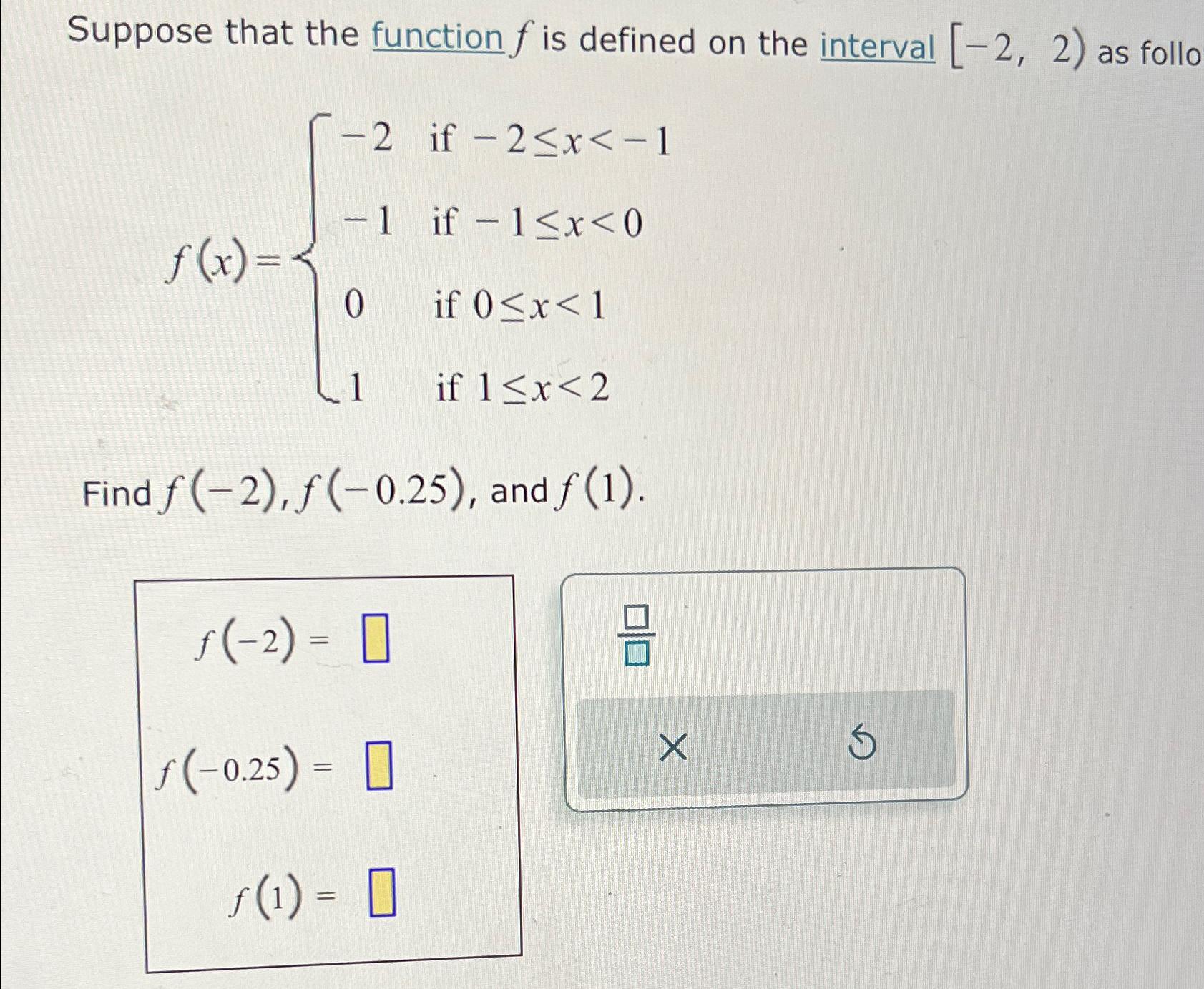 Solved Suppose that the function f ﻿is defined on the | Chegg.com