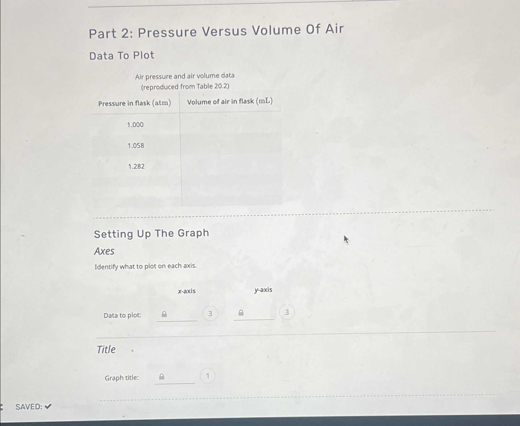 Part 2: Pressure Versus Volume of AirData To PlotAir | Chegg.com