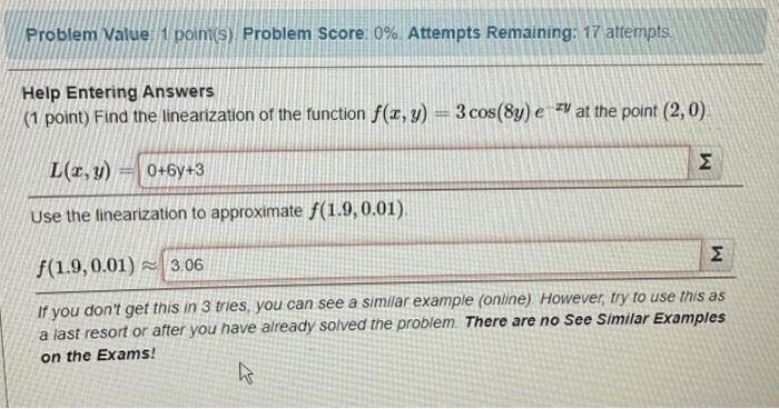 Solved Help Entering Answers (1 point) Find the | Chegg.com