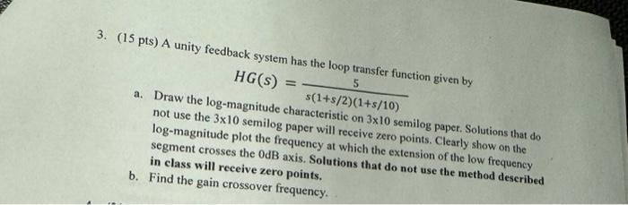 Solved 3. (15 pts) A unity feedback system has the loop | Chegg.com