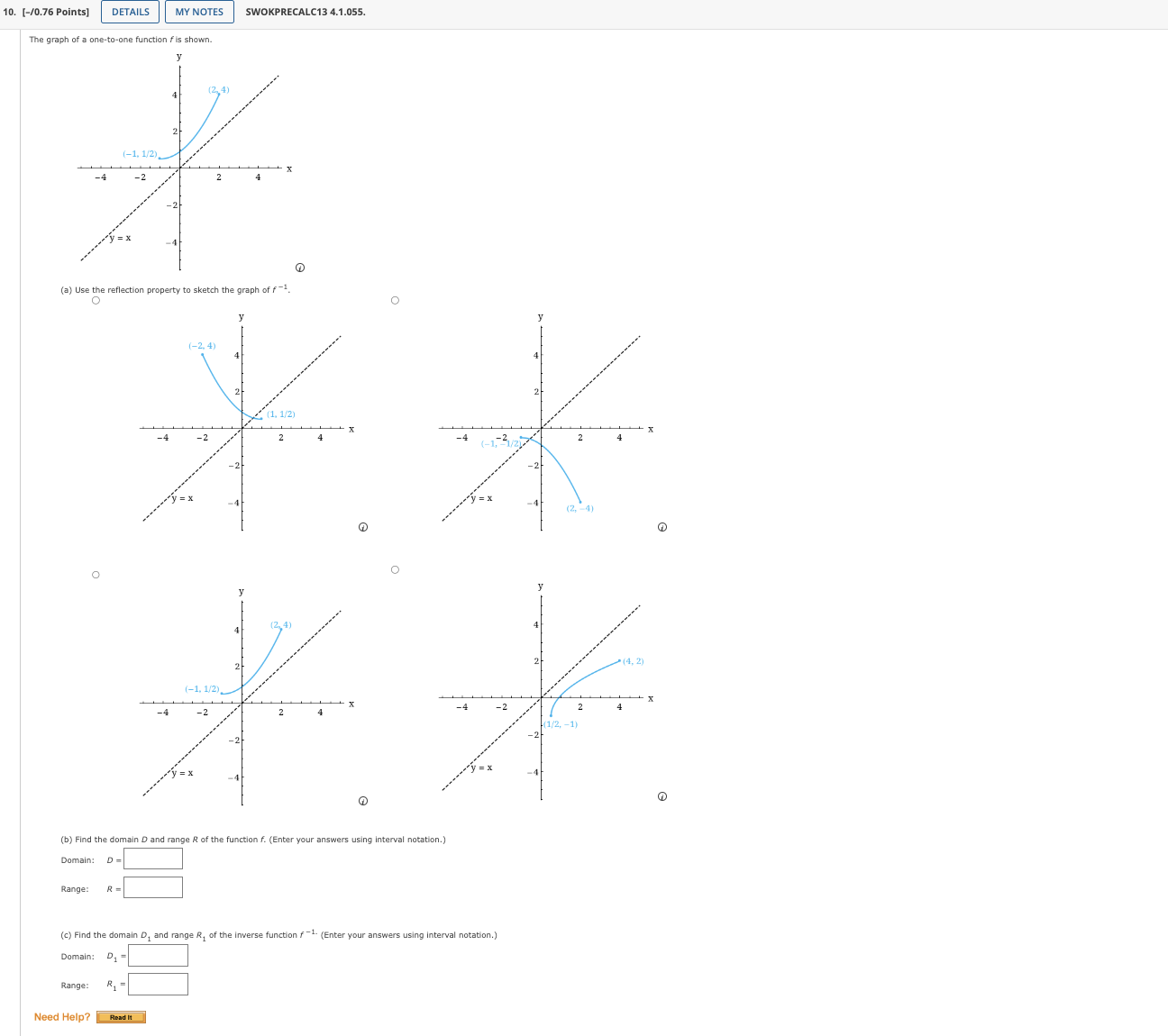 Solved [-0.76 ﻿Points]SWOKPRECALC13 4.1.055.The graph of ﻿a | Chegg.com