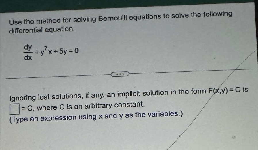 Solved Use the method for solving Bernoulli equations to | Chegg.com