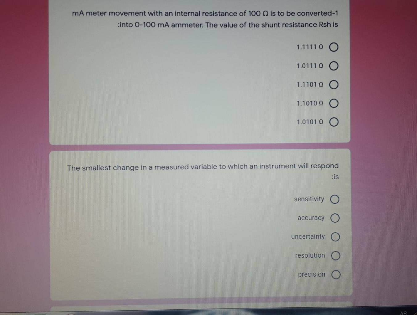 Solved mA meter movement with an internal resistance of 100 | Chegg.com