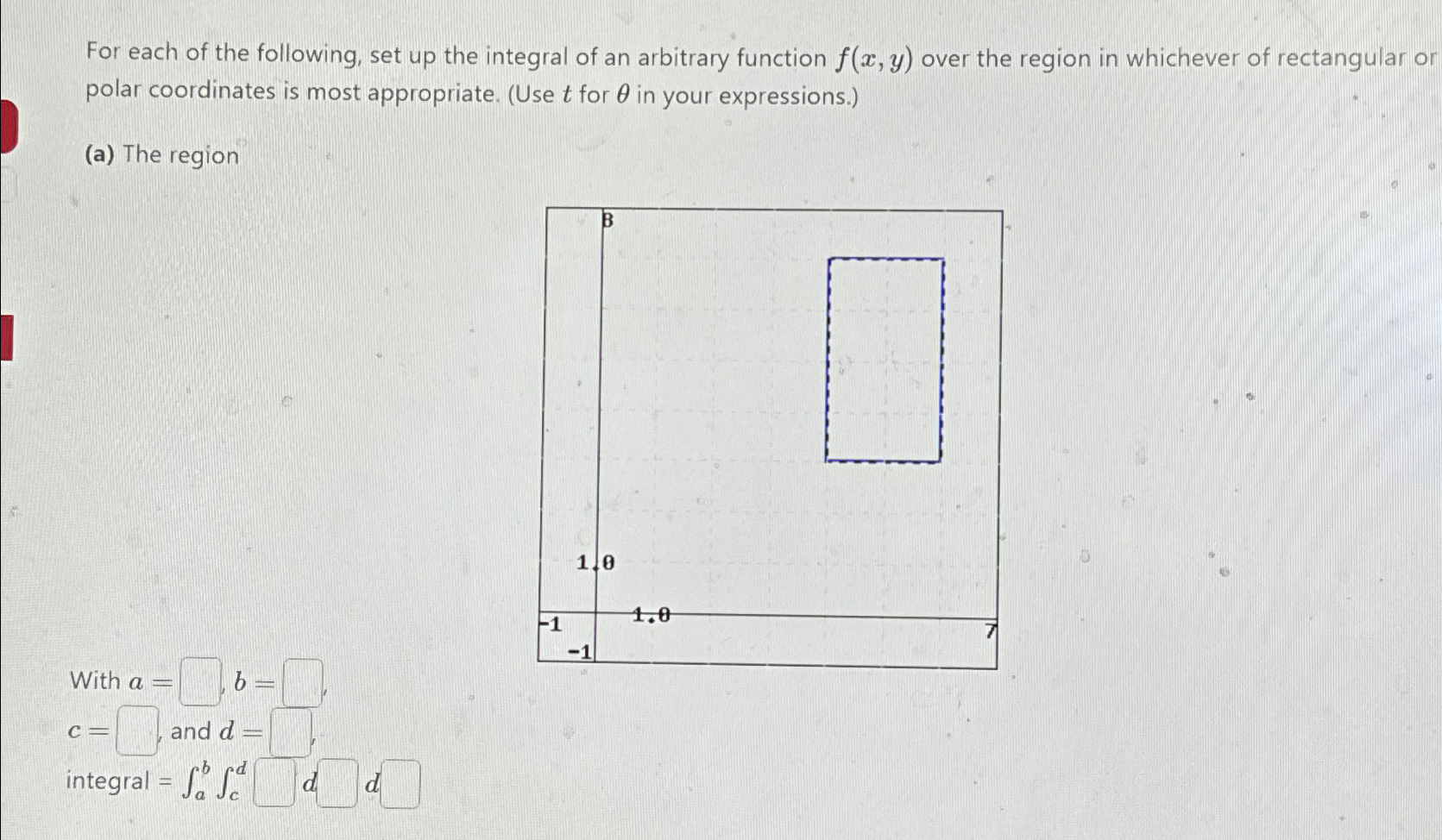 Solved For each of the following, set up the integral of an | Chegg.com