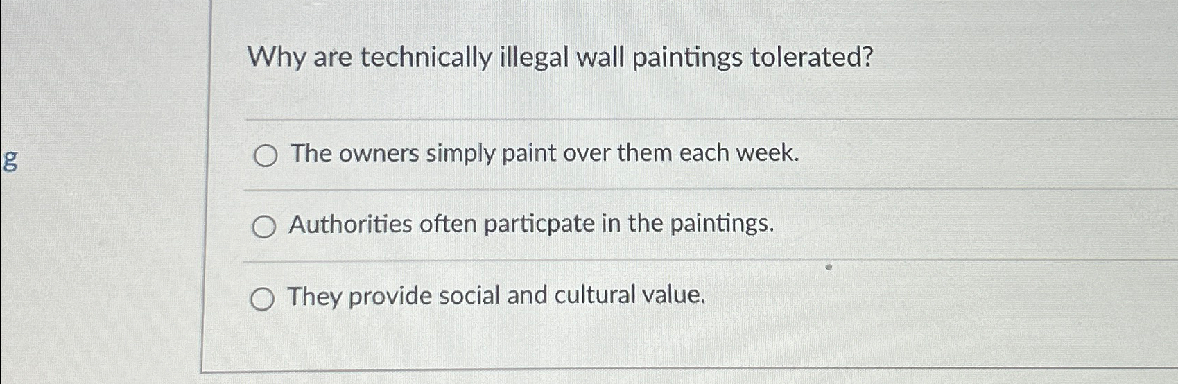 Solved Why are technically illegal wall paintings | Chegg.com