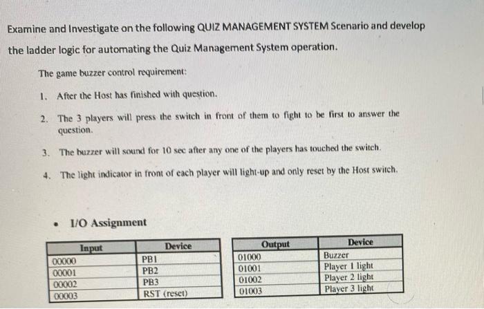 Solved Examine the following Ladder diagram and write the | Chegg.com