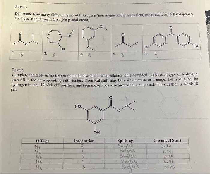Solved Determine how many different types of hydrogens | Chegg.com