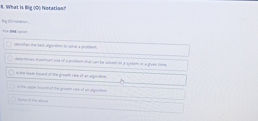 Solved What is Big (0) ﻿Notation?Big (0) ﻿notation...Pick | Chegg.com