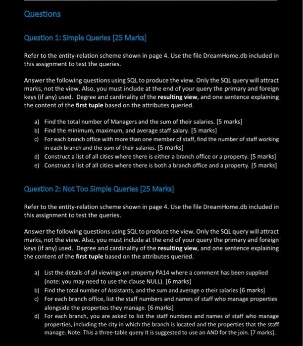 Solved Questions Question 1: Simple Queries [25 Marks] Refer | Chegg.com