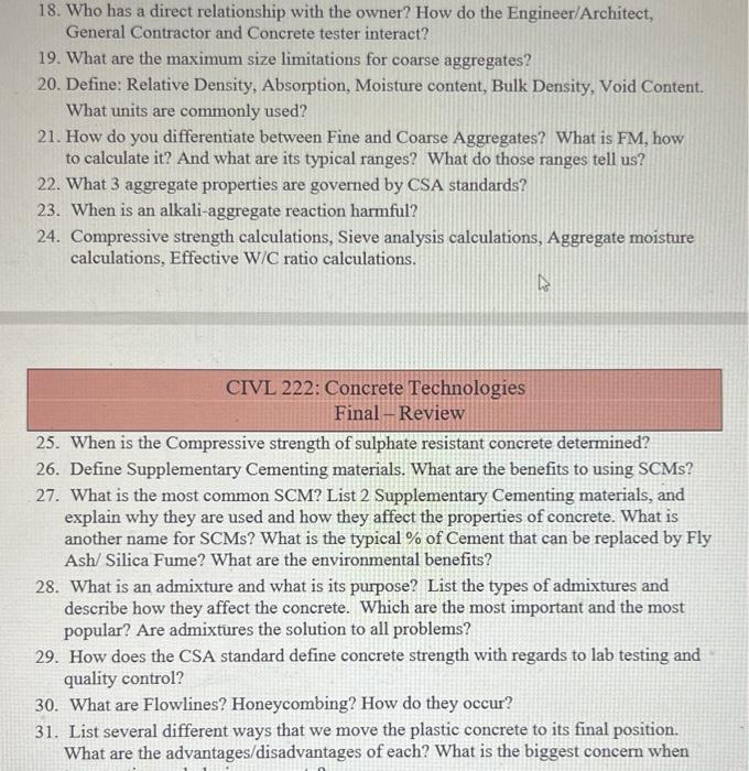 Solved 1. Why concrete? List and explain the properties of | Chegg.com