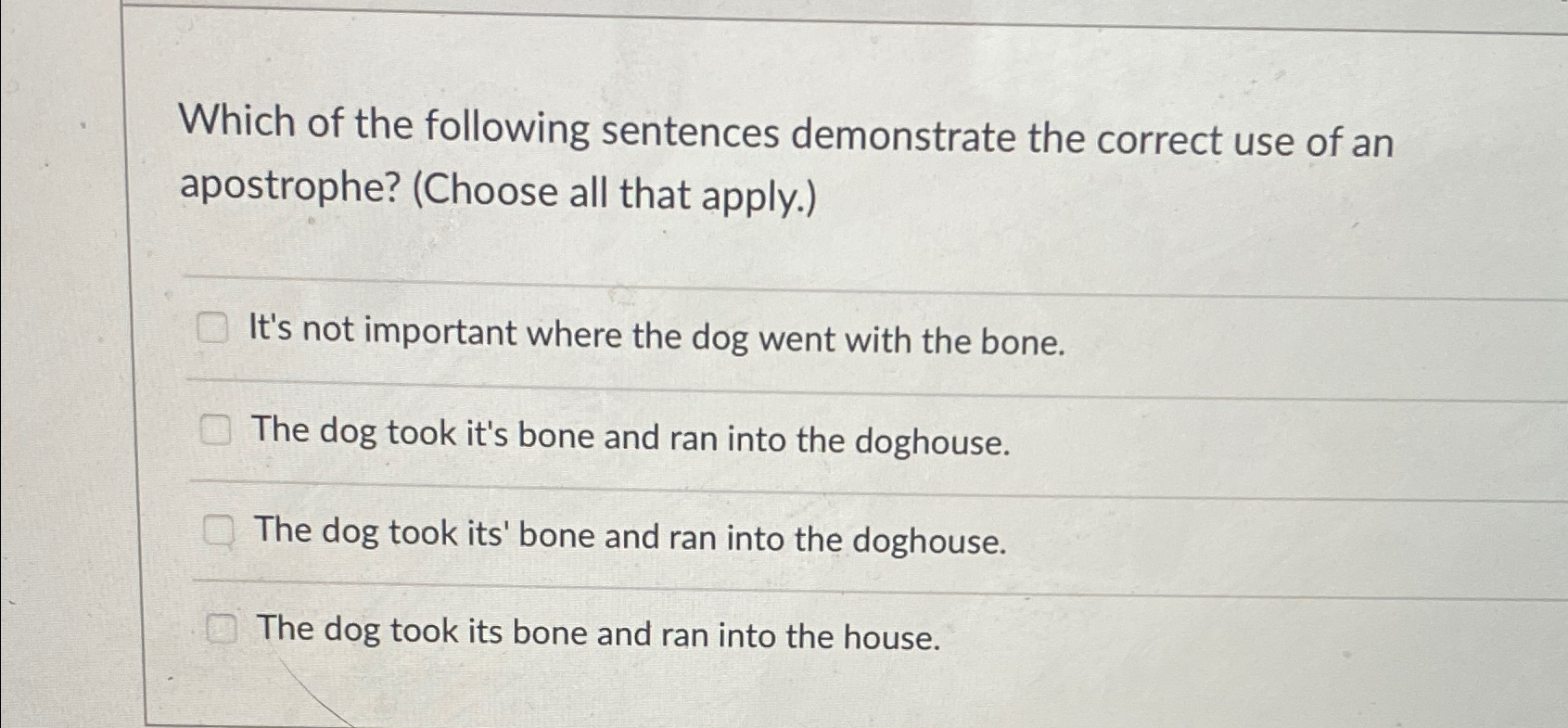 Solved Which of the following sentences demonstrate the | Chegg.com