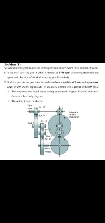 Solved Problem (1): A) Determine the gear train value for | Chegg.com